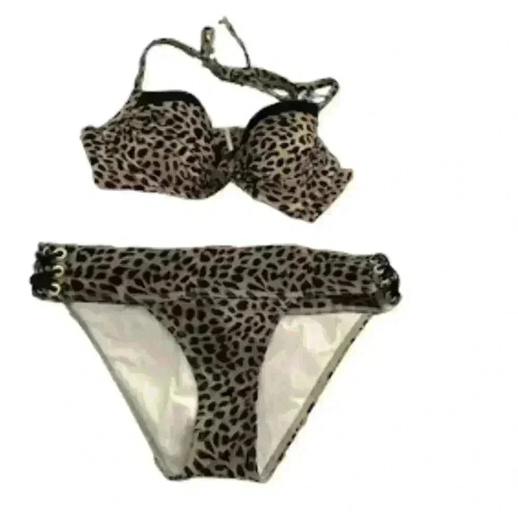 Victoria's Secret | Swim | Victorias Secret Leopard Print Bikini 34c ...